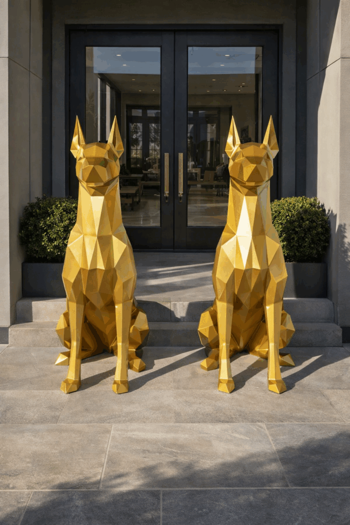 Luxury Geometric Metal Dog Sculptures (Set of 2 or Sold Individually ...